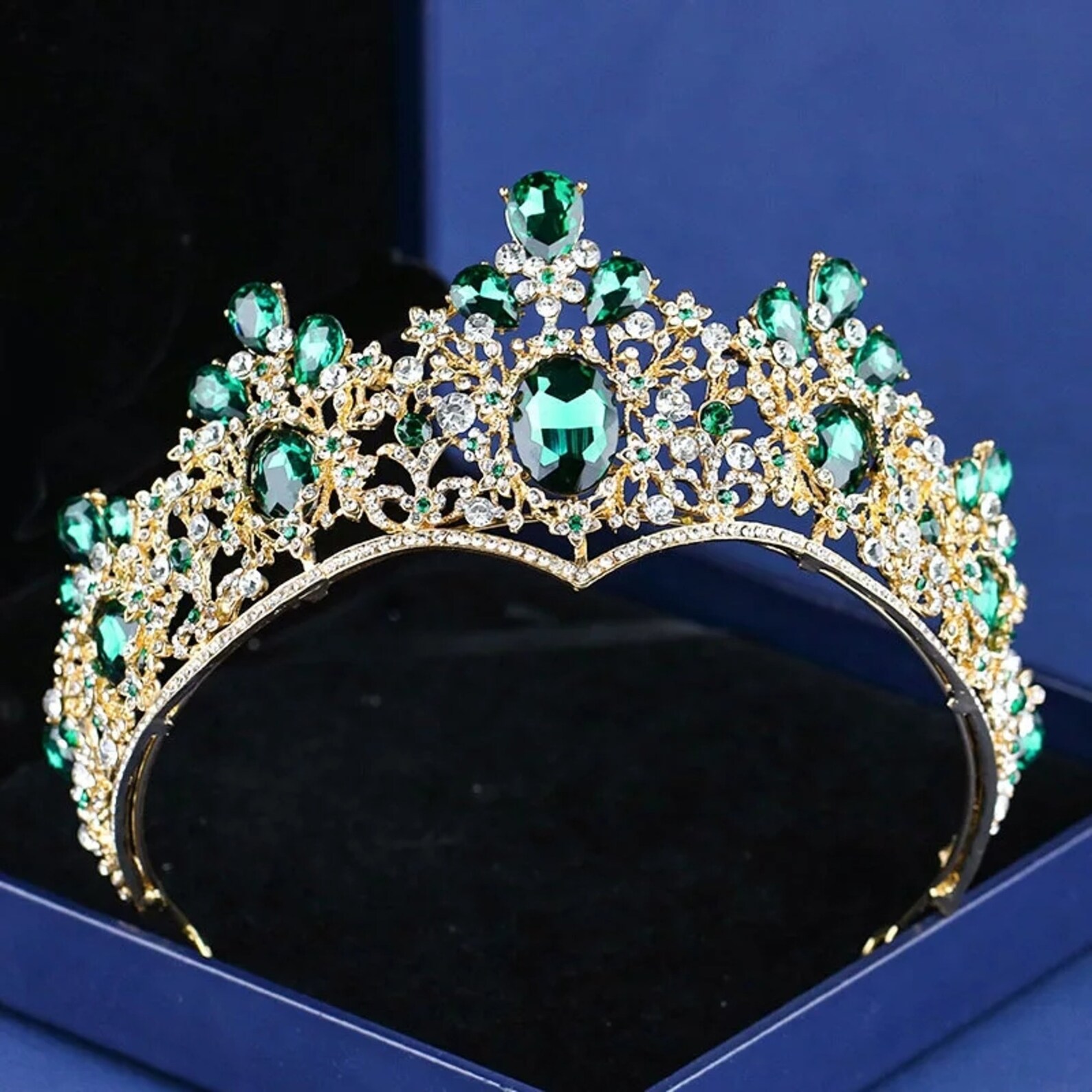 Green Tiara Vintage Green Rhinestone Tiara Wedding Bridal - Etsy UK
