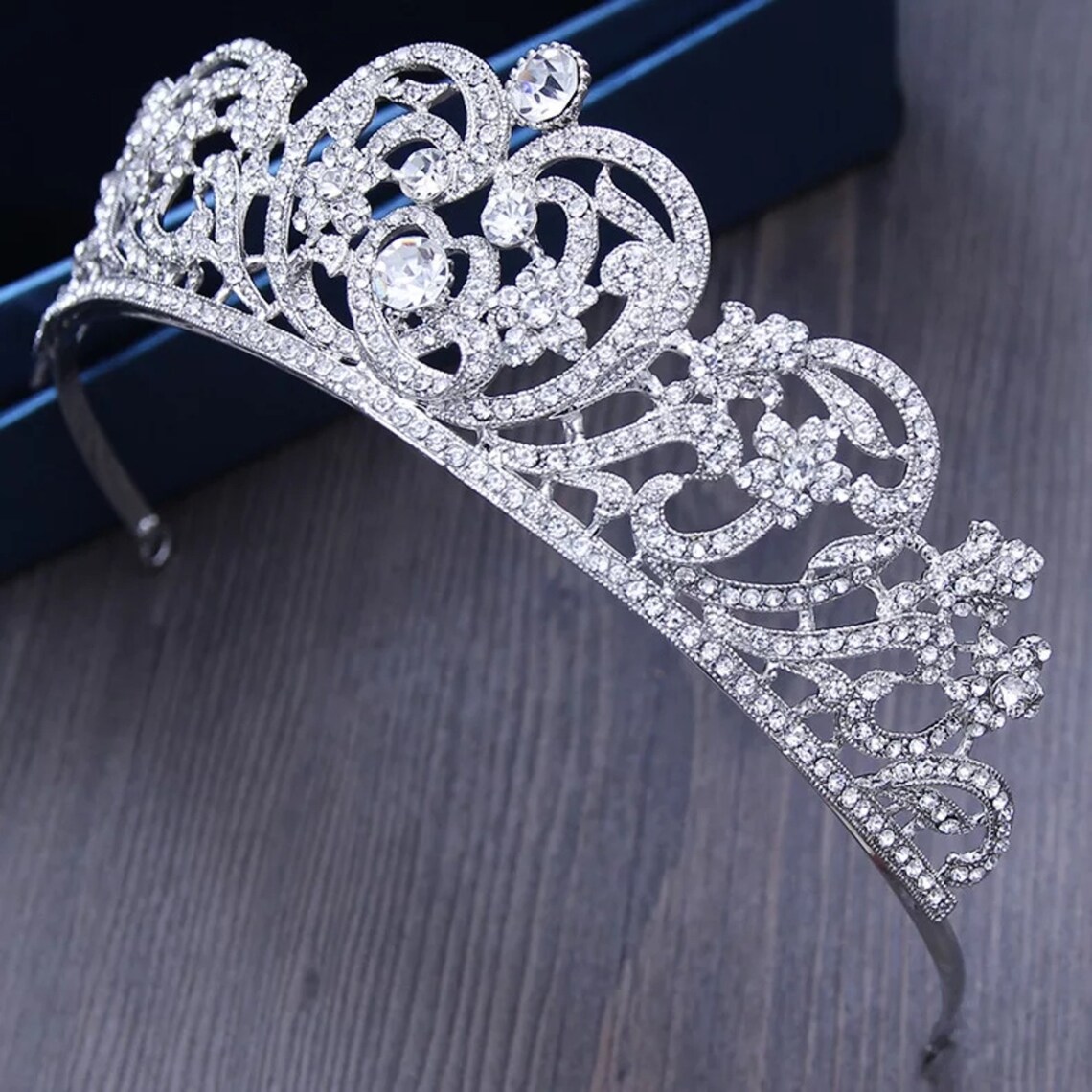 Buy Bridal Baroque Silver Tiara Crown Wedding Silver Crown Online in ...