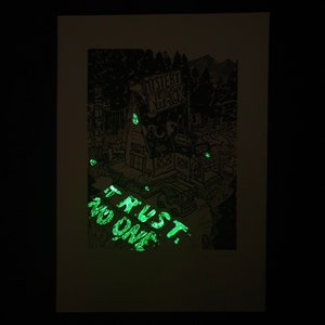 Gravity Falls Mystery Shack Glow in the Dark/yellow A4 Lino Print - Etsy