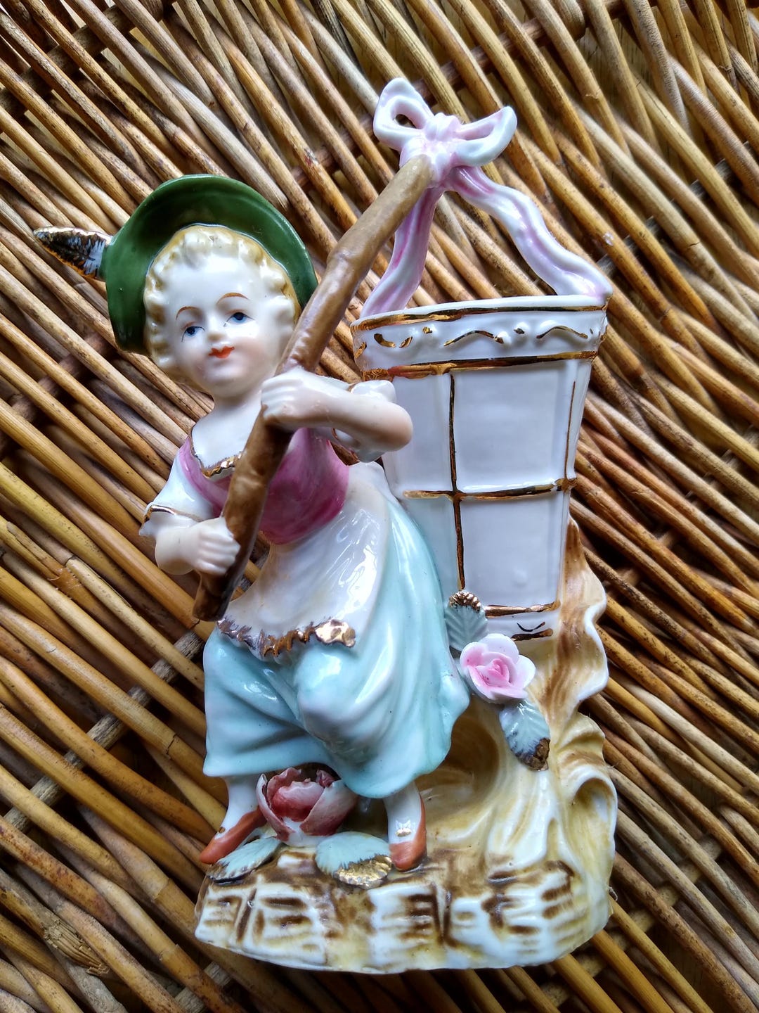 Vintage Cherub Vase Figurine Original Label Porcelain Valentine Decor ...
