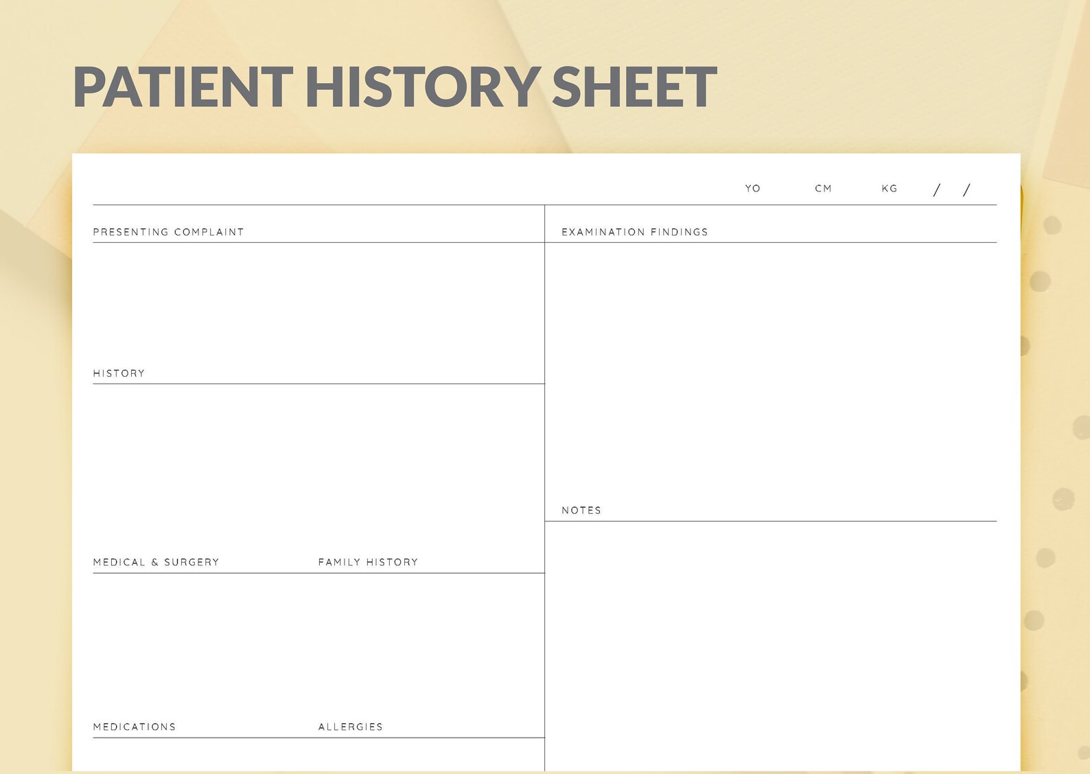 Editable Patient History Sheet Nursing school notes PDF | Etsy