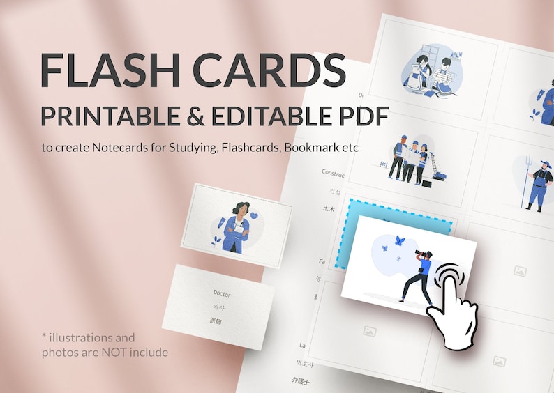 Flash Cards Printable & Editable PDF Custom Study Notes | Etsy