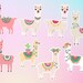 Colorful Alpaca Llamas Clipart Printable Sticker Cute Transparent ...