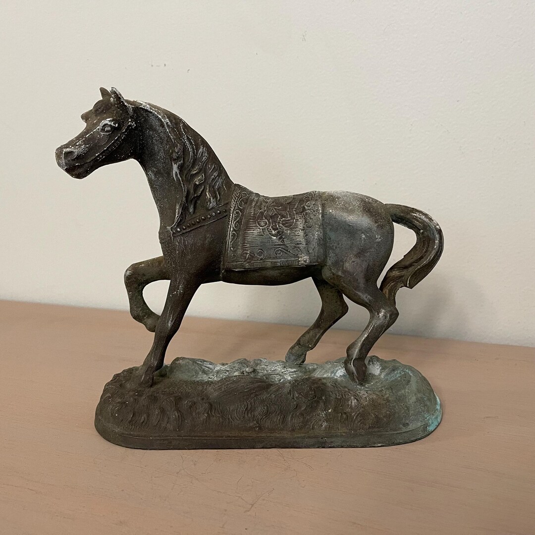 Antique Cast Metal Horse Statue | 1800s Seth Thomas Larkin | Patina ...
