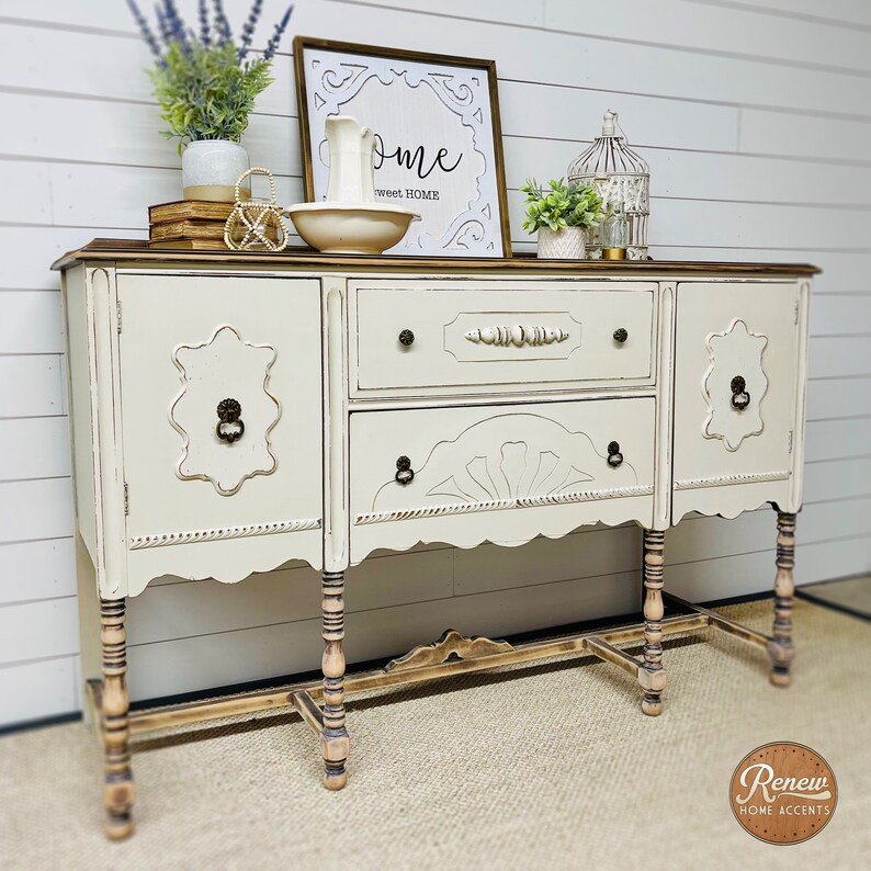 SOLD - Antique Jacobean Sideboard | French Country Buffet | Refinished ...
