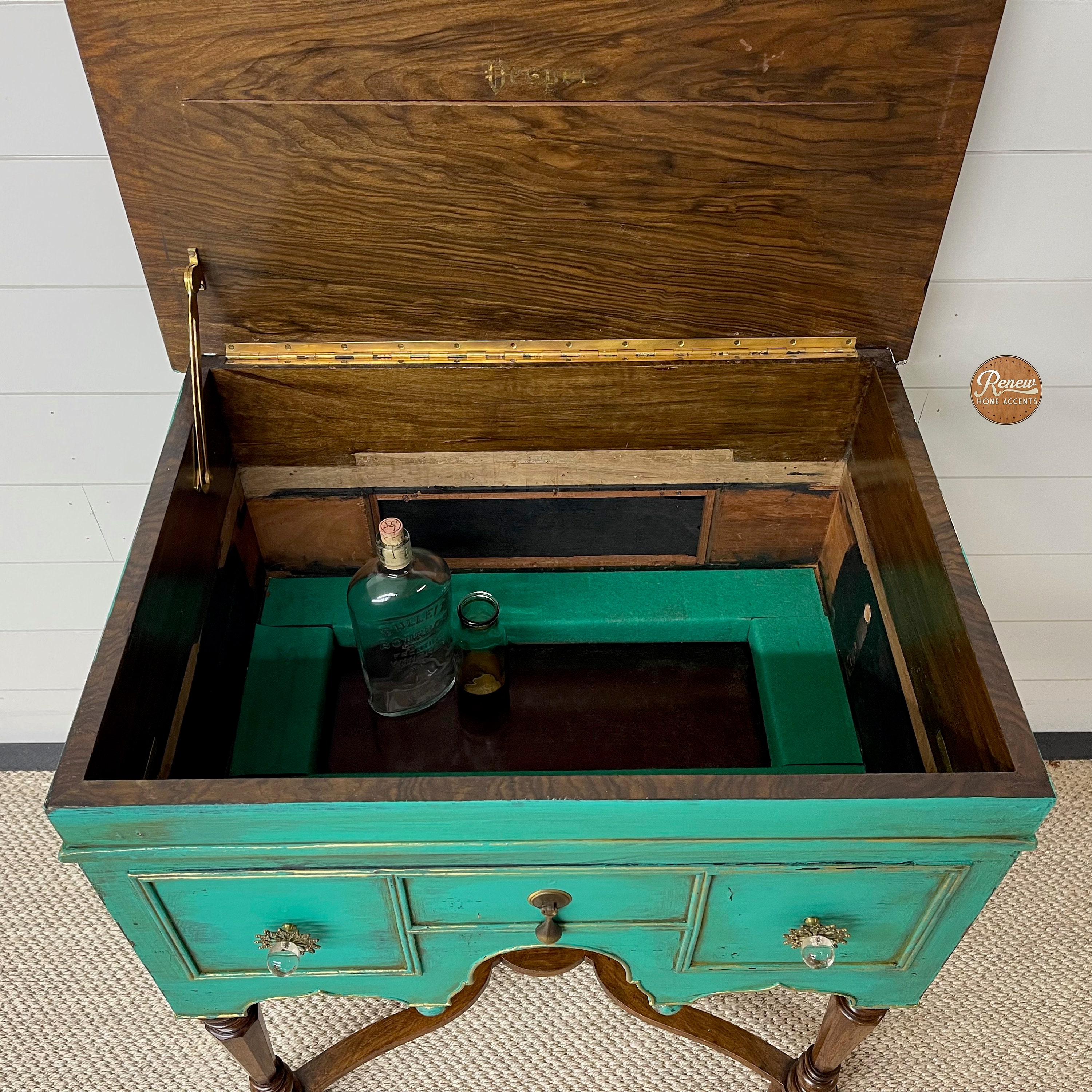 Antique Vesper Radio Cabinet Turquoise Bohemian Cabinet Bar Storage ...