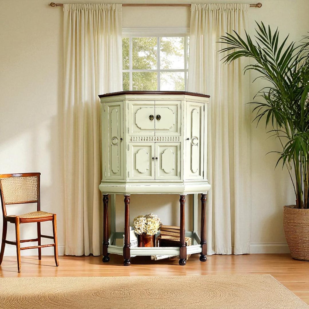 1920s Antique Liquor Cabinet | Sage Green | Vintage Storage Cabinet ...
