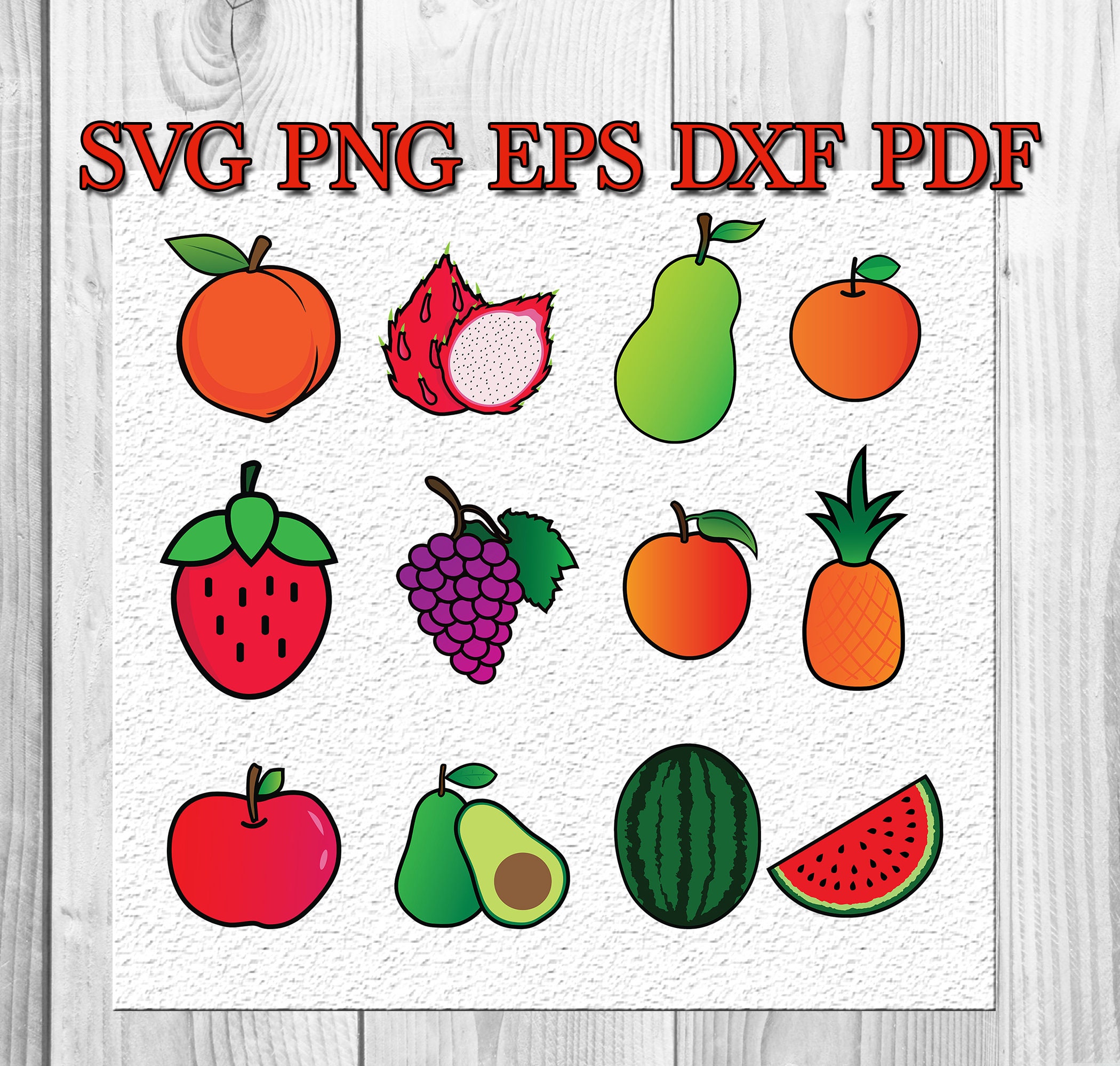 Fruits Svg Bundle for Cricut Vinyl or Scrapbooks Fruit Svg for Kids Png ...