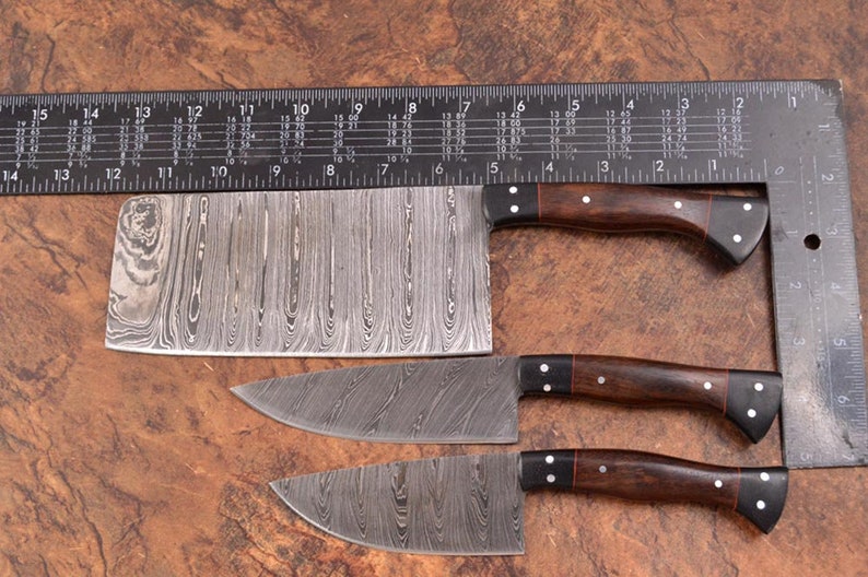 Chef Set of 7 Knives Forged Damascus Steel Chef Knive /handmade Knives ...