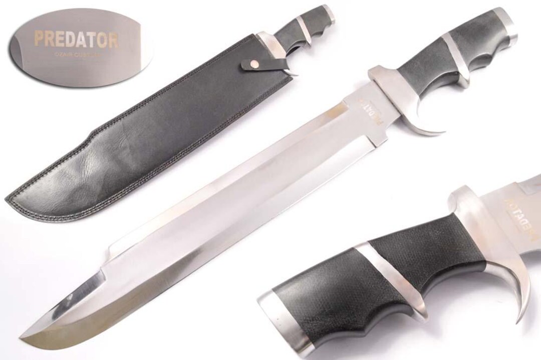 Handmade D2 Steel Predator Bowie Knife: Micarta Handle, Leather Sheath ...