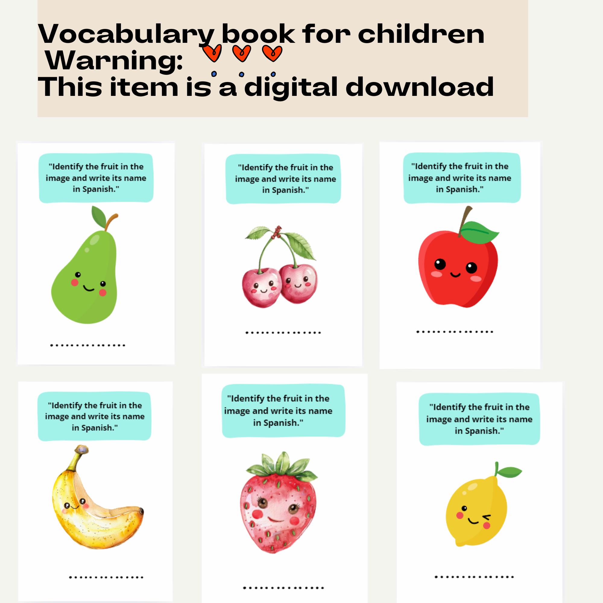 Fruit Vocabulary: A Fun Digital E-book for Kids to Learn Spanish Names ...