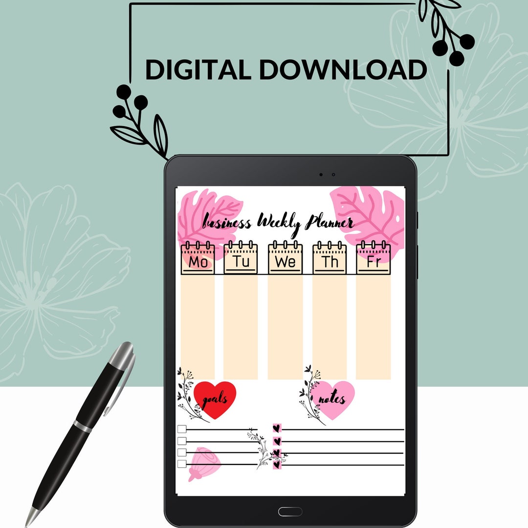 Printable Instant Digital Download Planner , Weekly Business Planner ...
