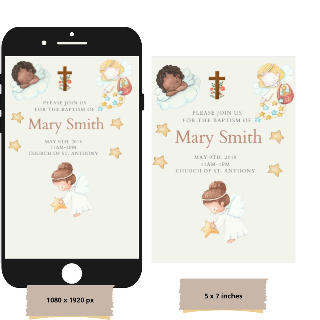 Angel Baptism Invitation,angelic Baptism Invitation,electronic Baptism ...
