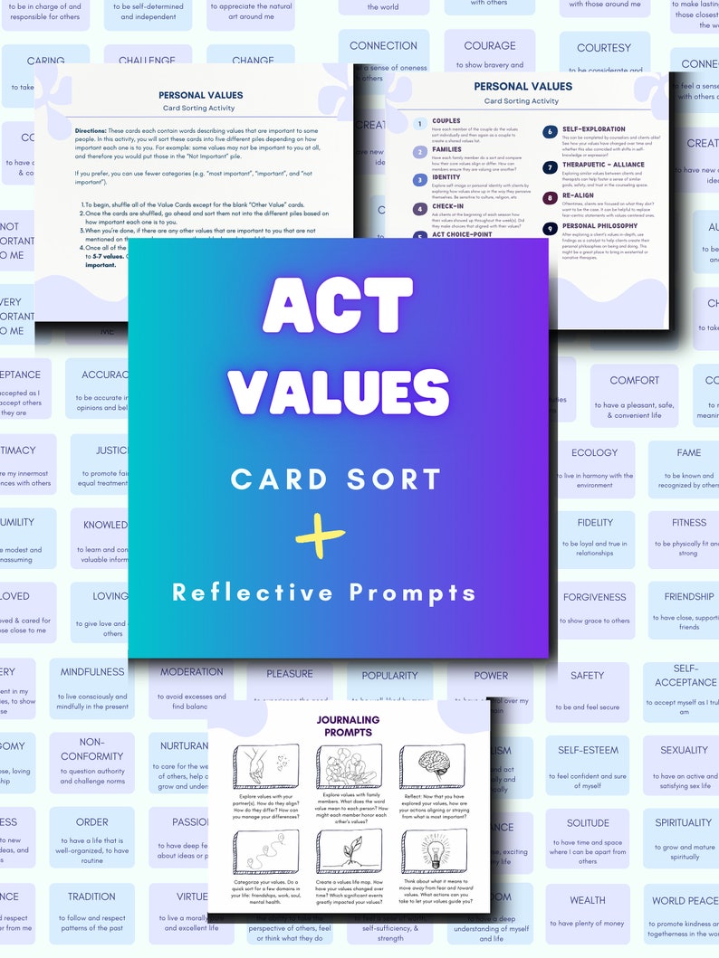 ACT Values | Flashcards | Couples | Creative Journal Reflection | Coach ...