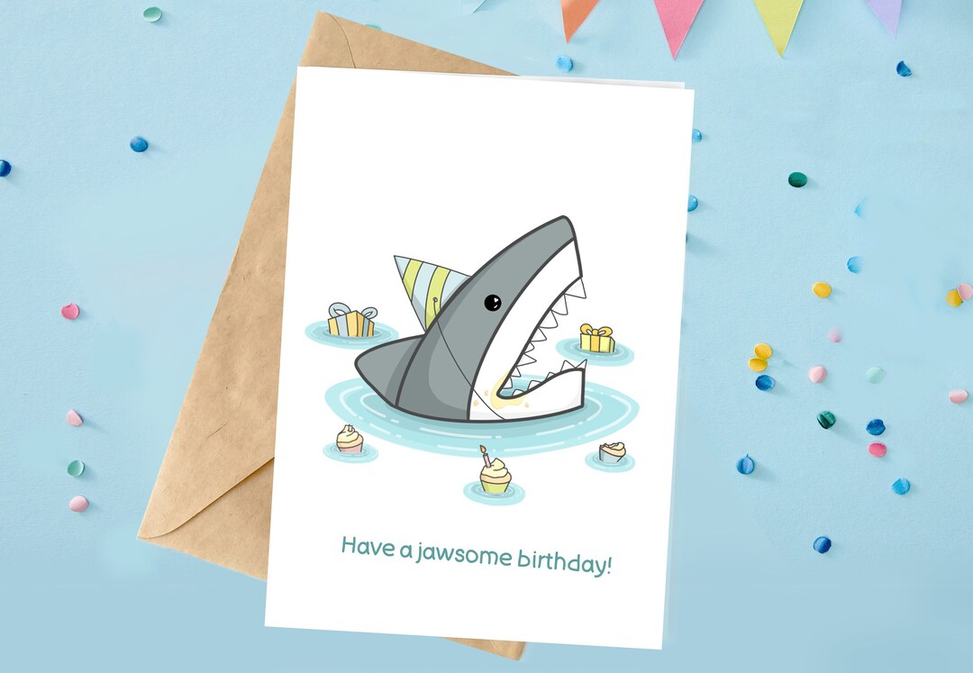 Shark Birthday Card , Congratulations Folding Card DIN A6 - Etsy