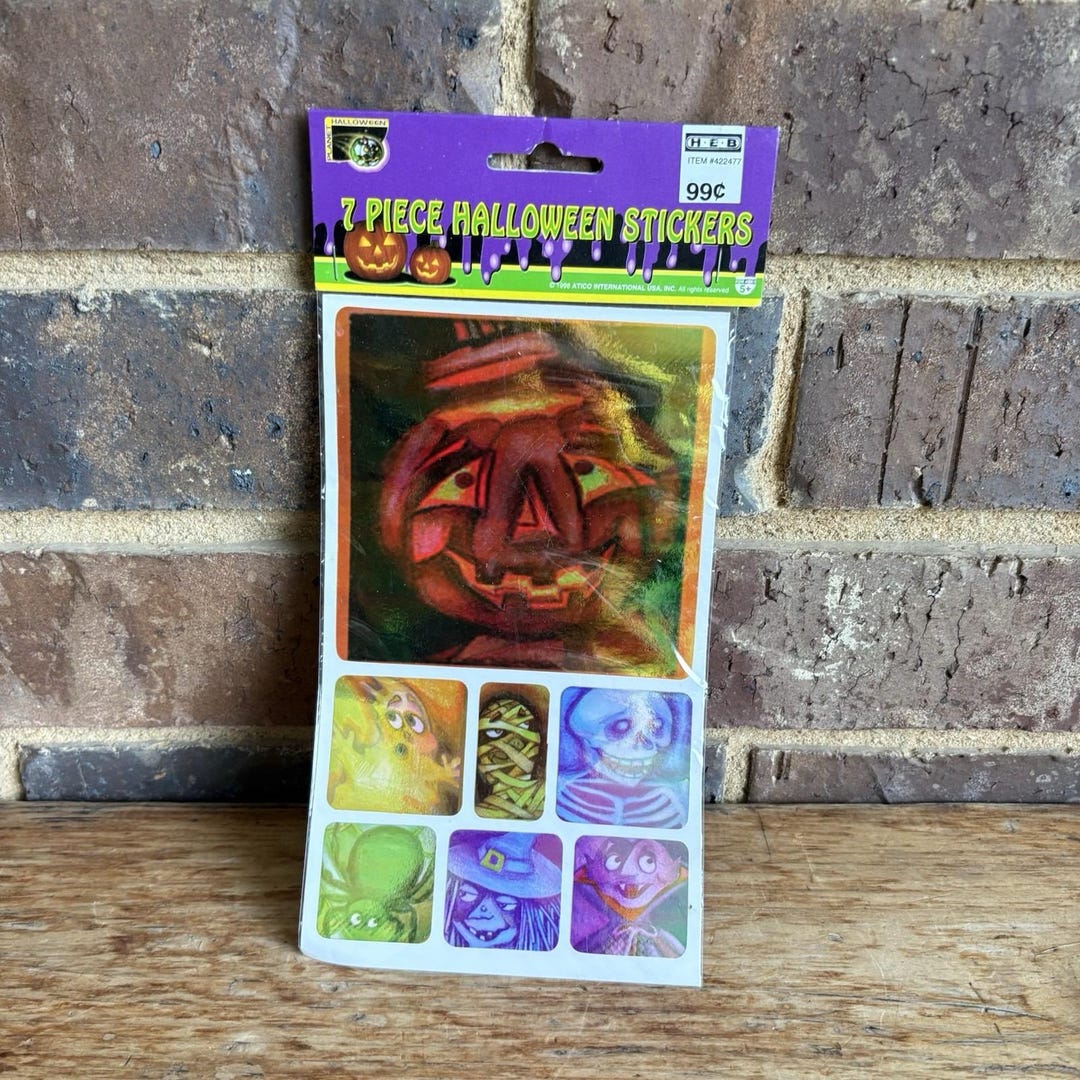 Halloween Stickers Sheet of 7 Planet Halloween Vintage 1998 Attico ...