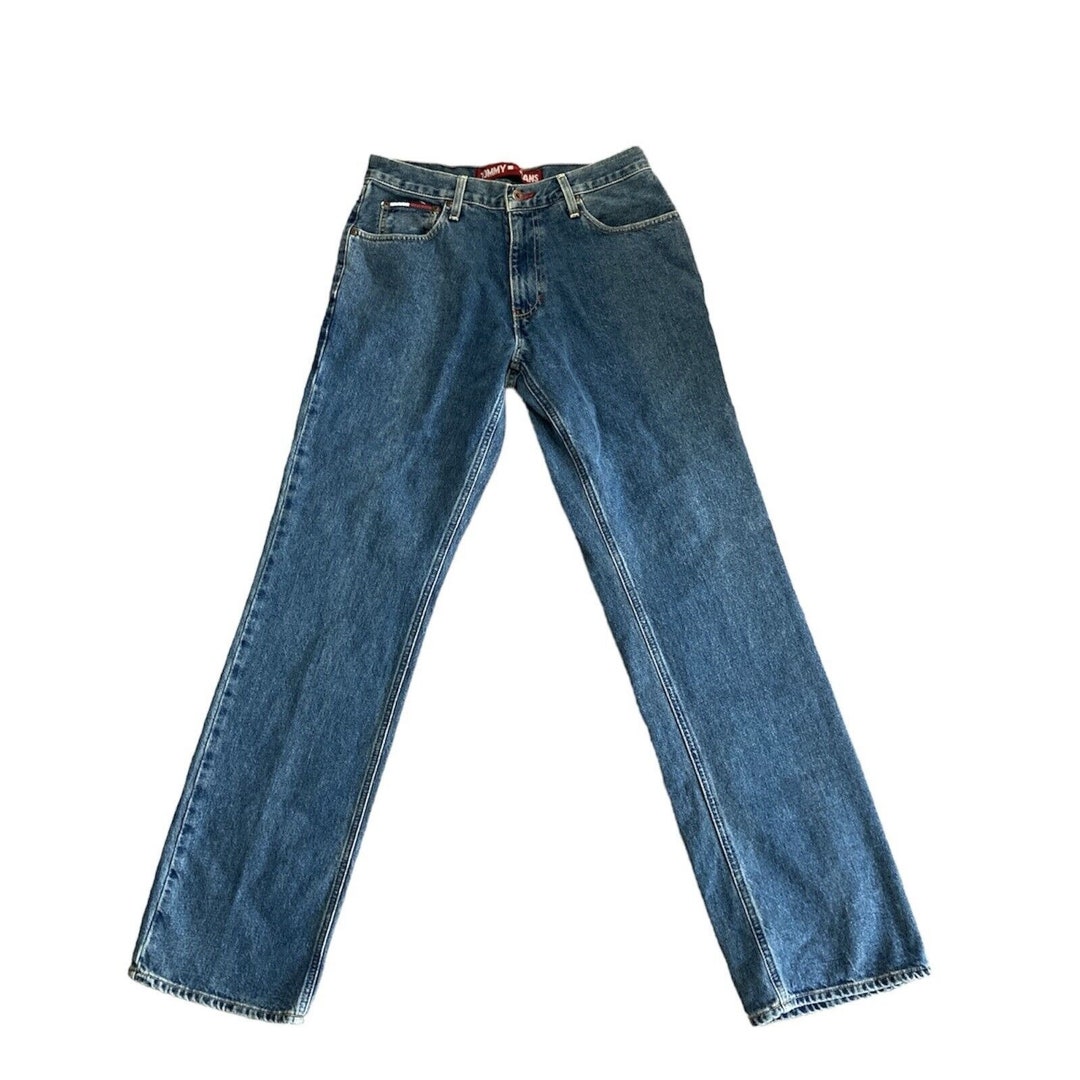 Tommy Hilfiger Mens Y2K Big Flag Patch Logo Jeans 31x34 - Etsy