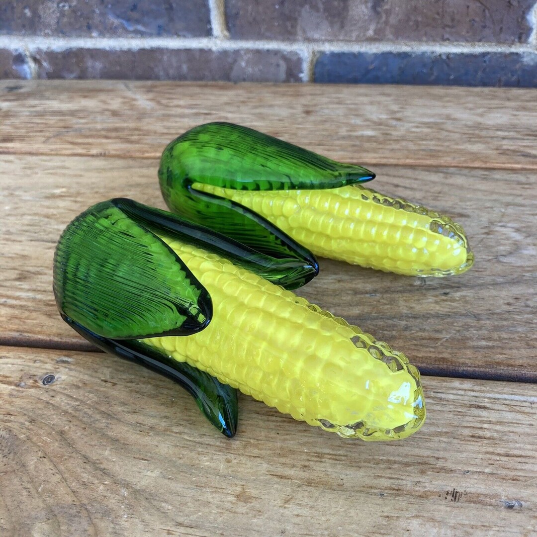 Art Glass Corn Cob Hand Blown Fall Harvest Vegetable Yellow Green - Etsy