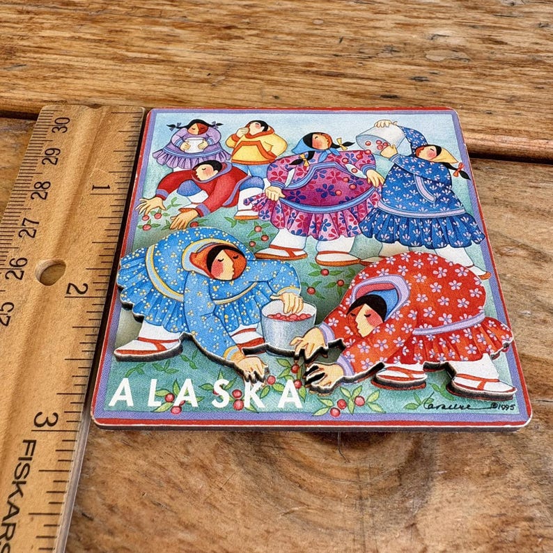 Vintage 1995 Alaska Inuit Berry Bounty by Barbara Lavallee Art Fridge ...