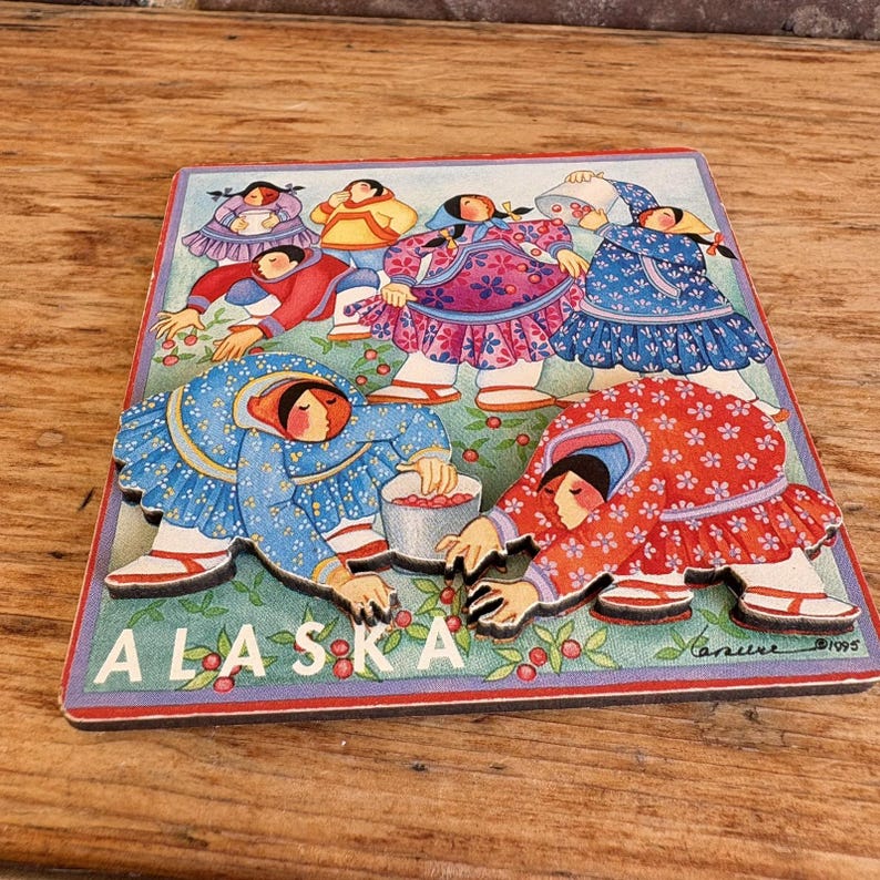 Vintage 1995 Alaska Inuit Berry Bounty by Barbara Lavallee Art Fridge ...