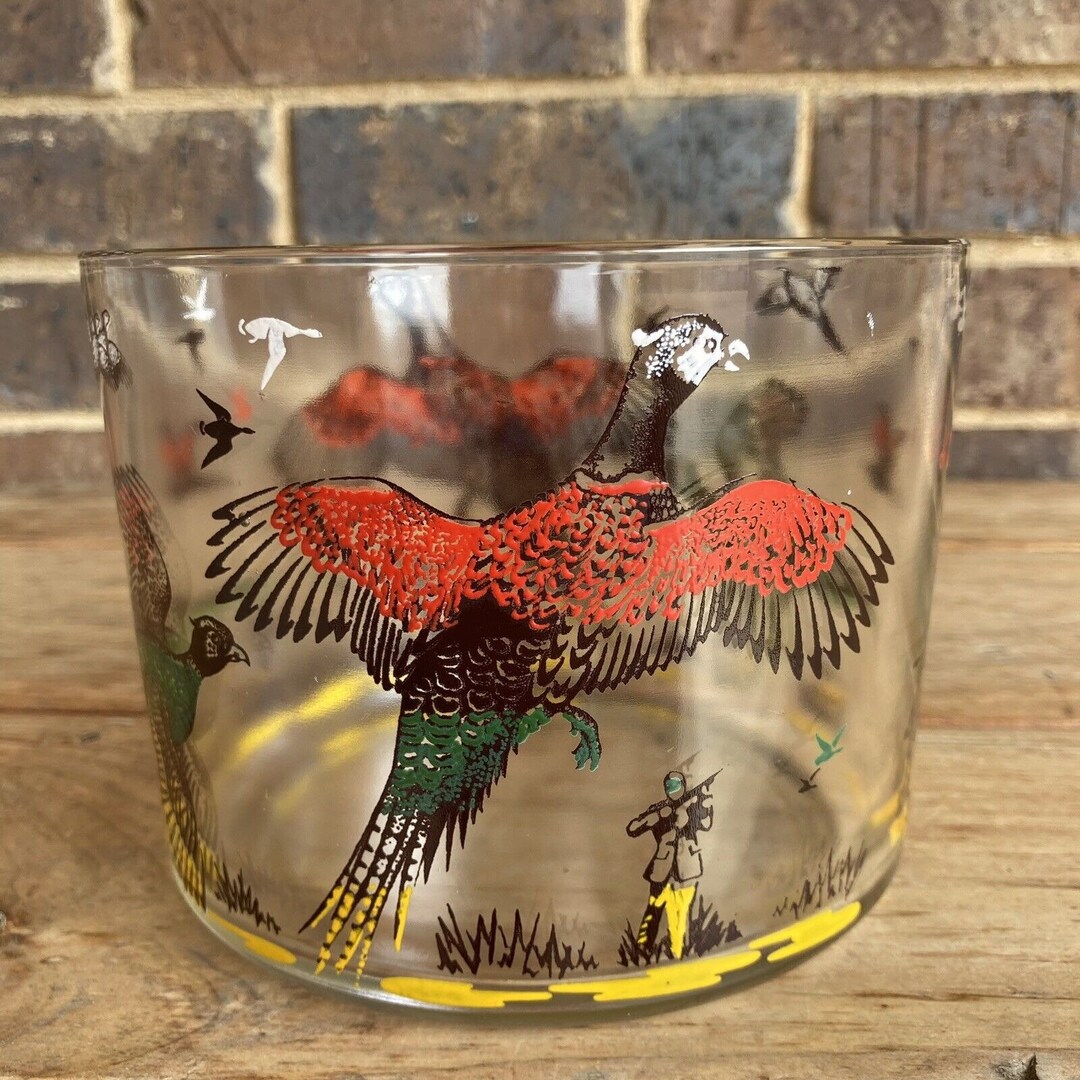 MCM Pheasant Hunter Ice Bucket, Red Green Gold Sportsman Hazel Atlas NO ...