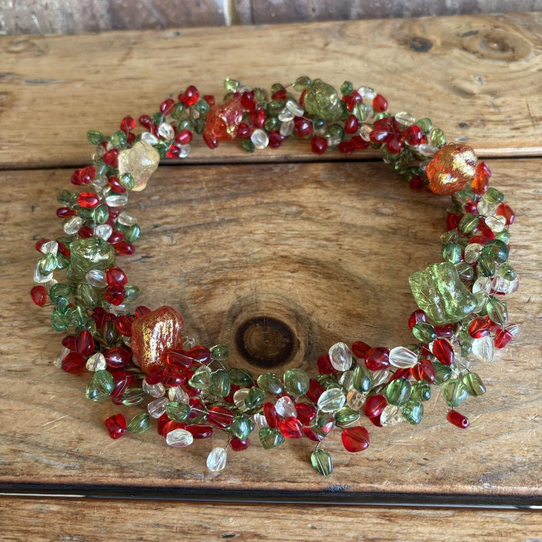 Vintage Christmas Candle Wreath With Lucite Beads Sculpted With Brass ...