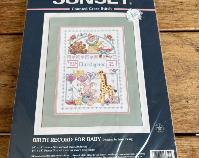 New Birth Record for Baby Announcement Sunset Counted Cross Stitch Kit ...