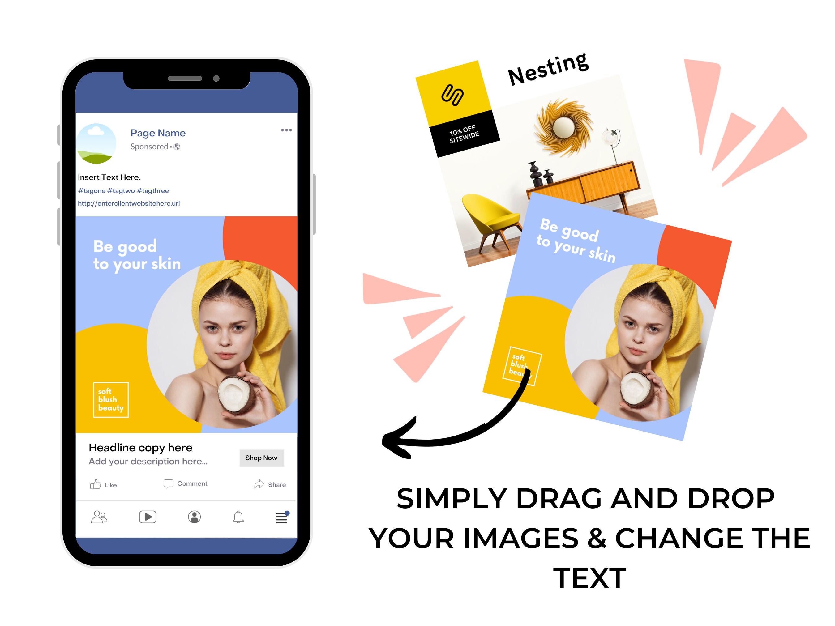 Facebook Ads Mock-up | Desktop | Mobile | Carousel | Edit With Canva - Etsy