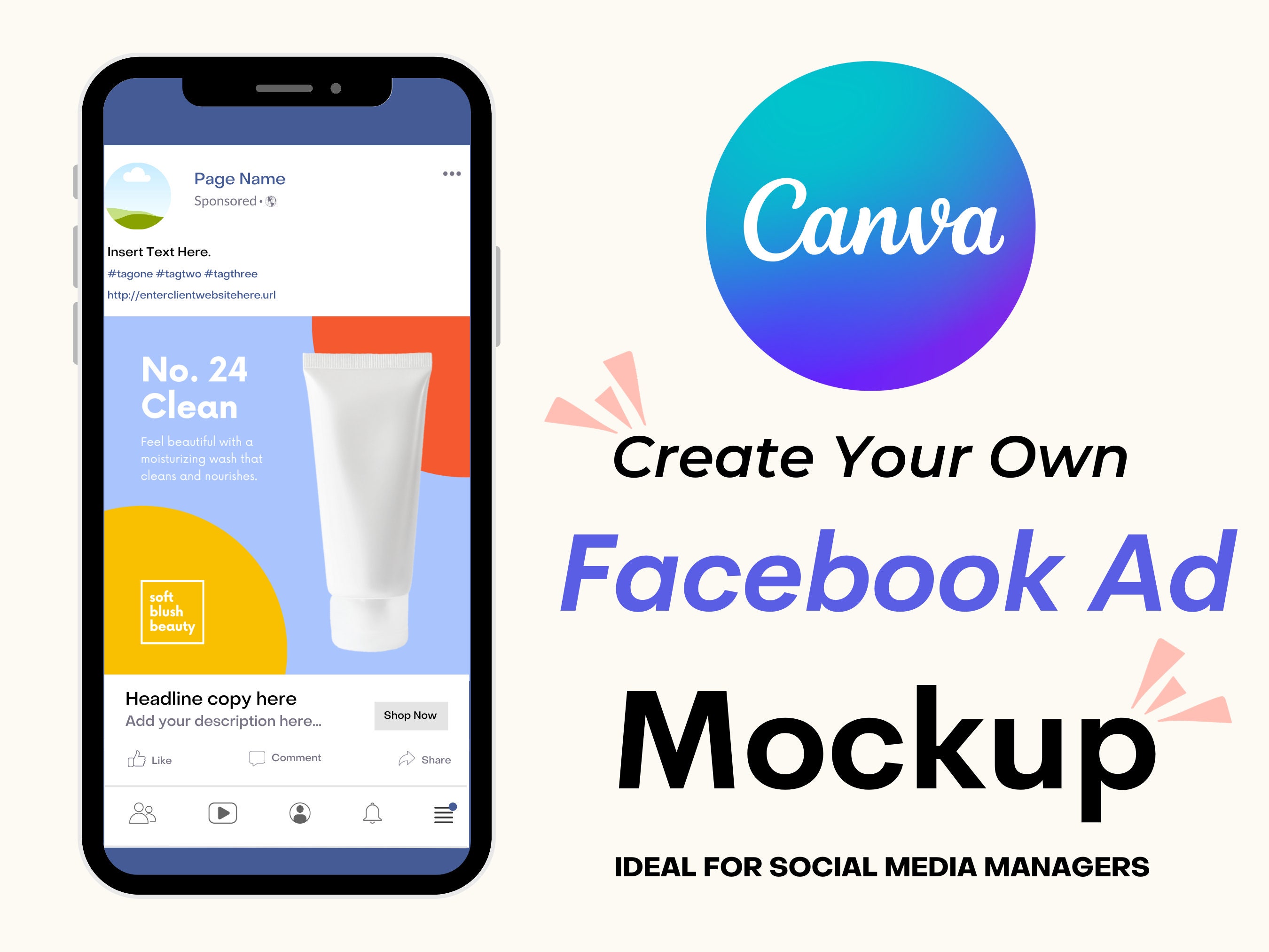 Facebook Ads Mock-up | Desktop | Mobile | Carousel | Edit With Canva - Etsy