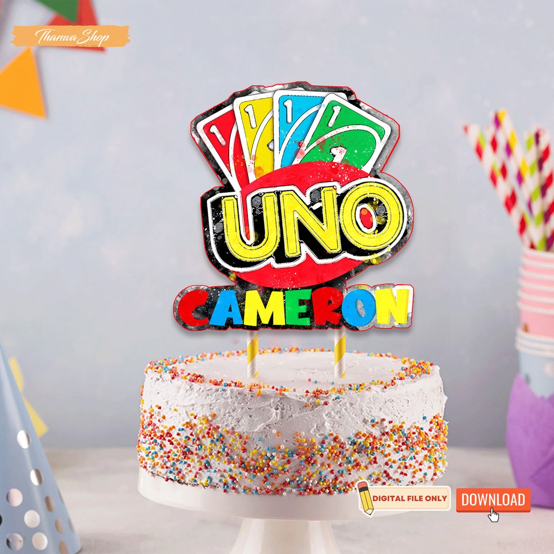 Printable Name Uno Birthday Cake Topper for Kids, Funny Customized Uno ...