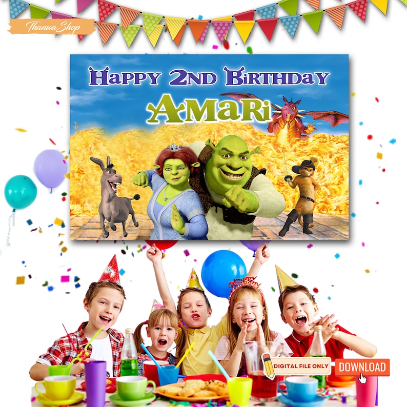 Shrek Geburtstagsparty, Shrek Party Banner, Shrek Geburtstag ...