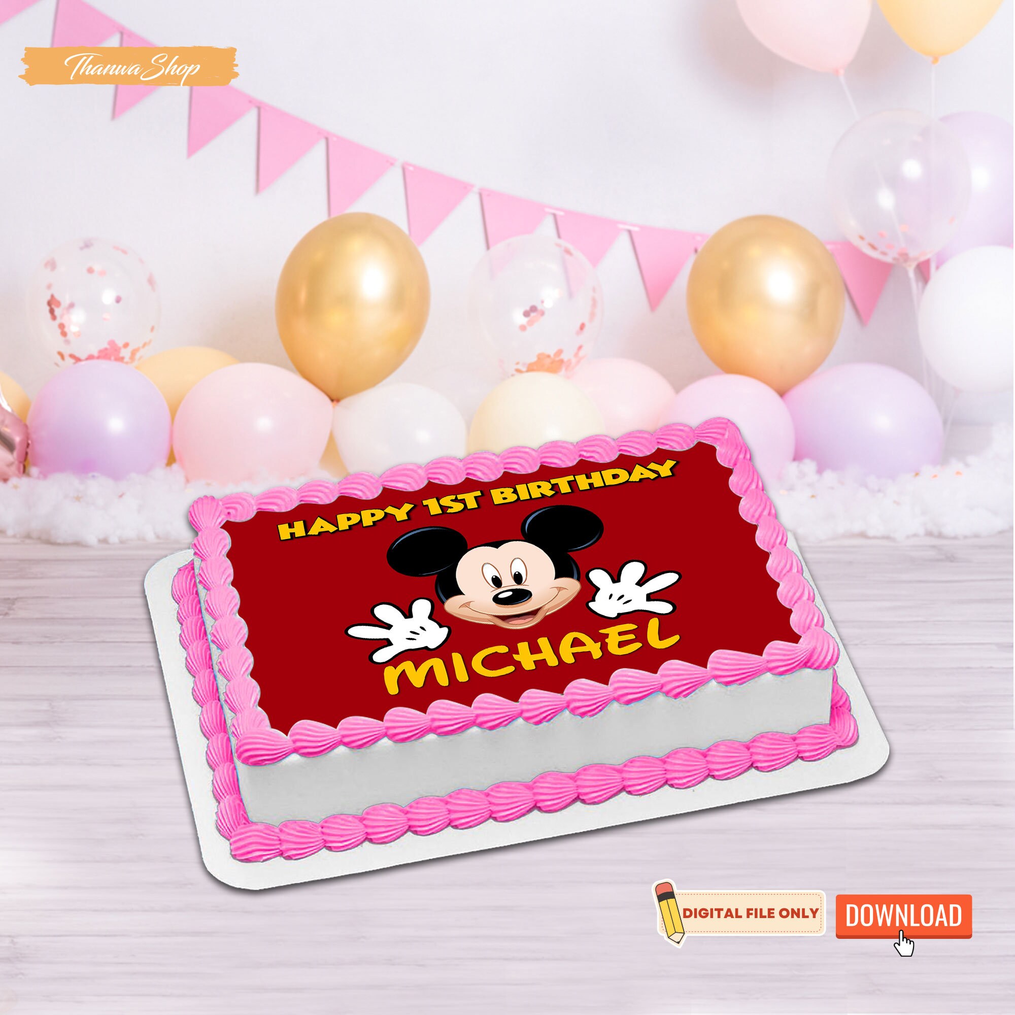 Printable Mickey Mouse Birthday Cake Topper Mickey Mouse - Etsy