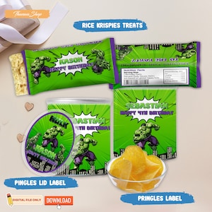 Printable Personalized Hulk Party Supplies Bundle Boy, Custom Name Chip ...
