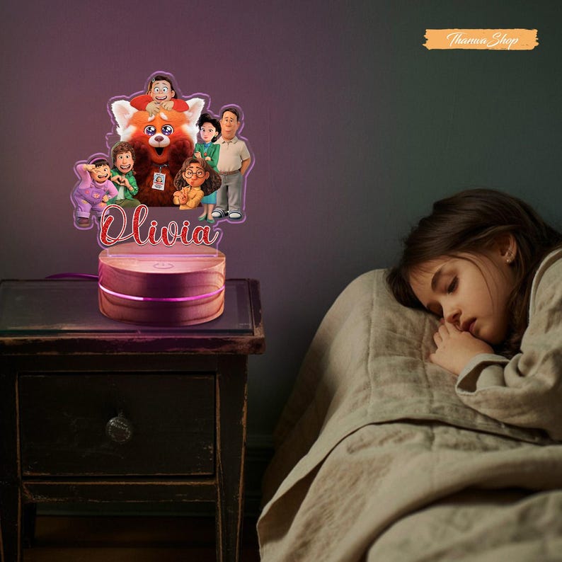 Personalized Turning Red Night Light, Custom Mei Panda LED Lamp, Red ...