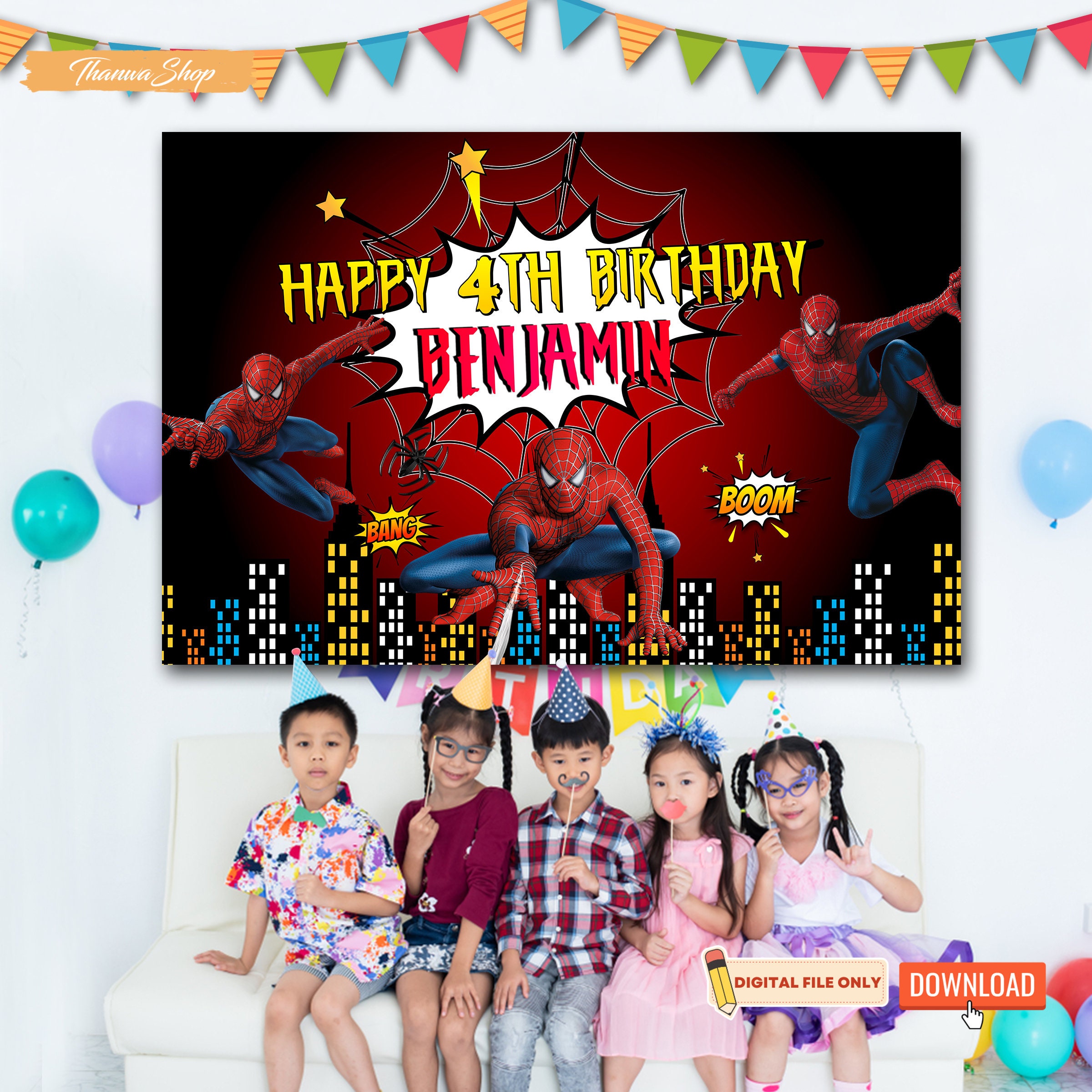 Spiderman Backdrop Personalized Spiderman Banner Spiderman - Etsy