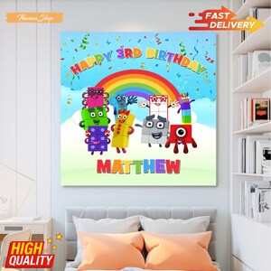 Number Blocks Backdrop Birthday, Personalized Number Block Party Decor ...