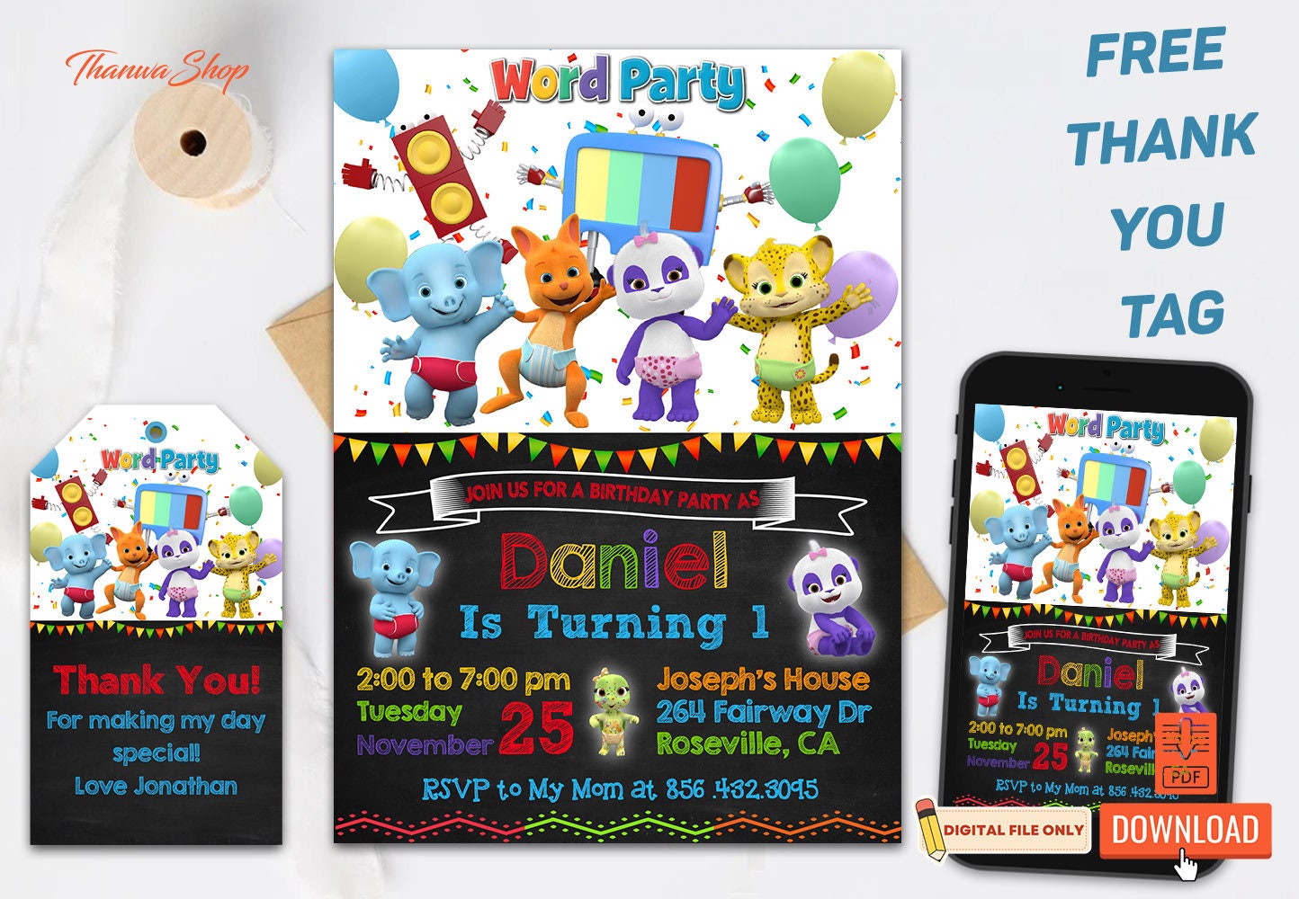 Word Party Birthday Invitation Word Party Video Invite Kids - Etsy