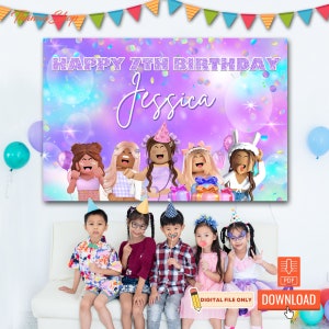Printable Personalized Video Game Girl Birthday Backdrop 2, Custom ...