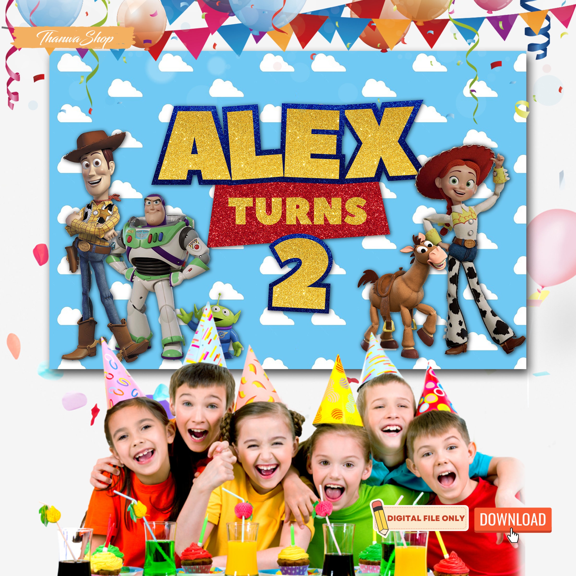 Toy Story 1st Birthday Banner Printable Toy Story Invitation Template