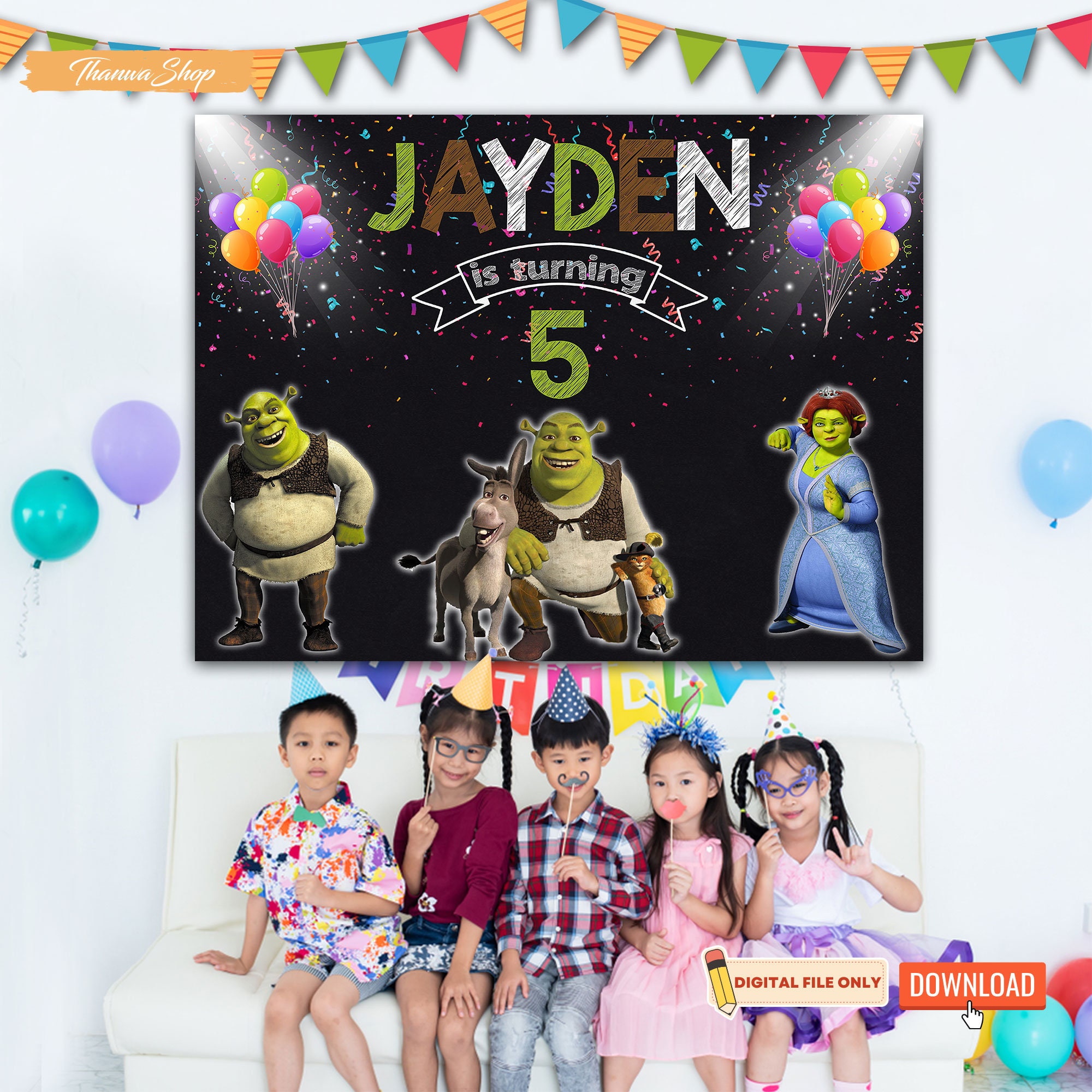 Shrek Birthday Backdrop Shrek Decoration Birthday Party for - Etsy UK