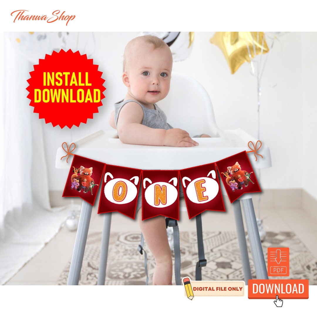 Printable Turning Red High Chair Banner, Birthday Girl and Man Shirt ...