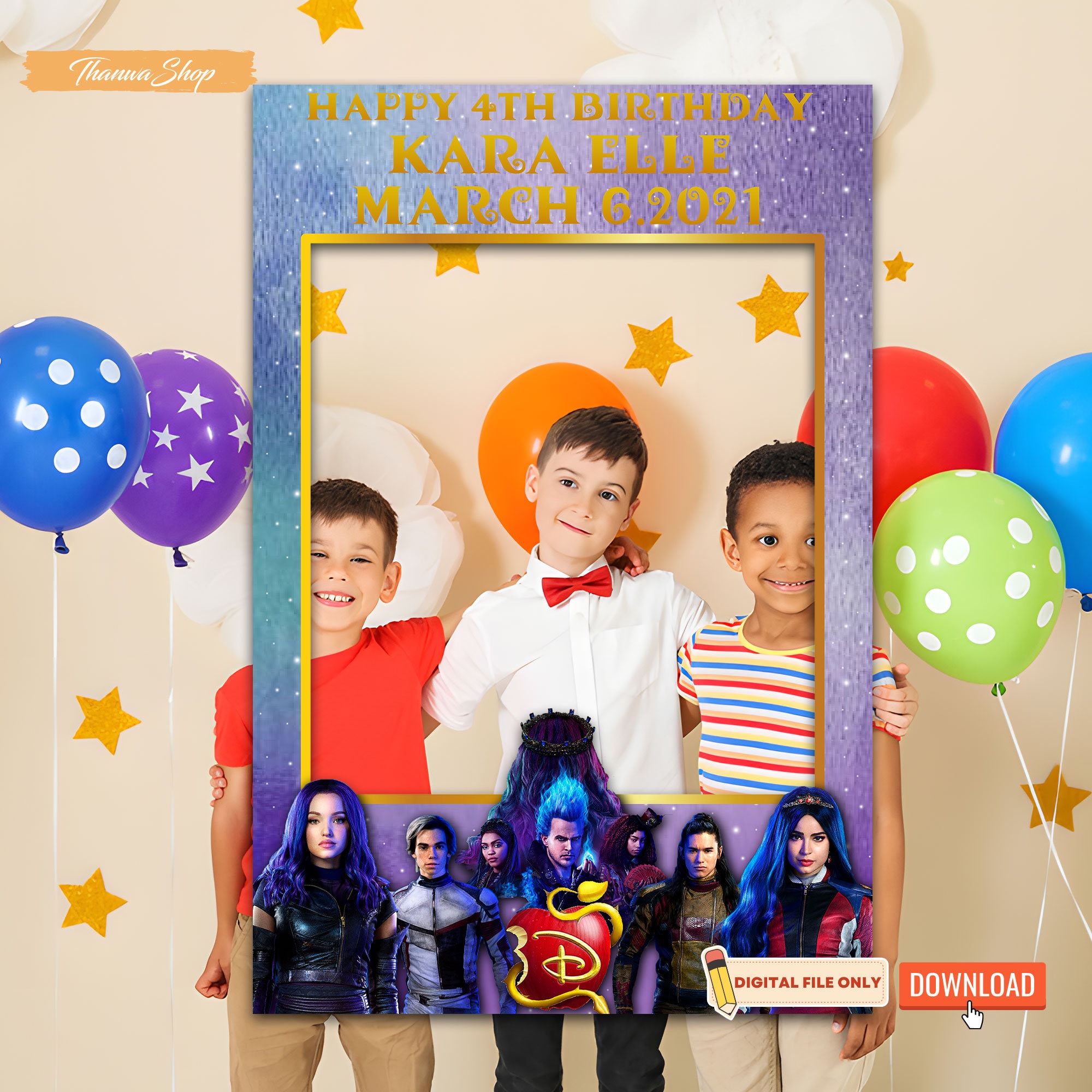 Descendants Birthday Photo Booth Frame: Personalized Party Prop ...