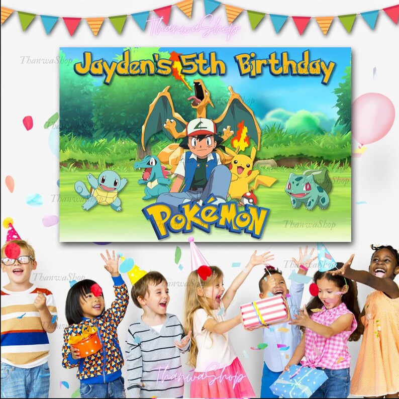 Printable Personalized Pokemon Backdrop Pikachu Birthday - Etsy
