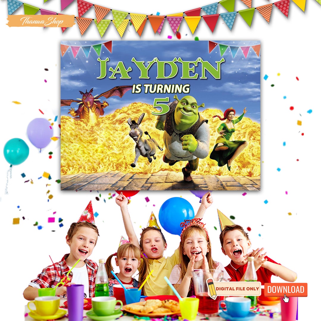 Shrek Party Banner, Shrek Party Decoration, Printable Shrek Birthday ...