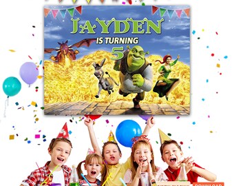 Shrek Birthday Backdrop, Shrek Decoration, Birthday Party for Kids ...