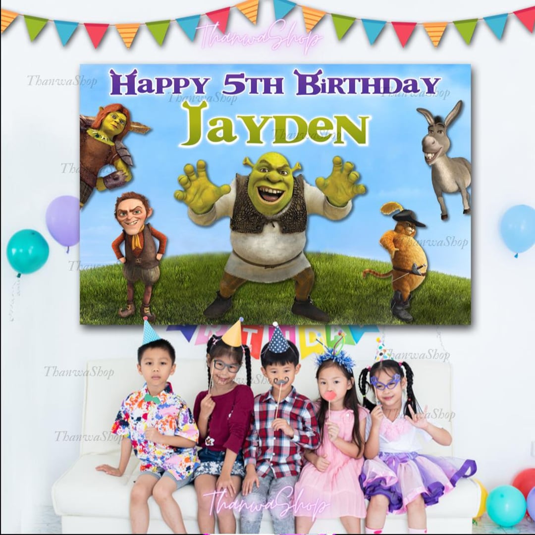Printable Personalized Shrek Backdrop, Shrek Birthday Backdrop ...