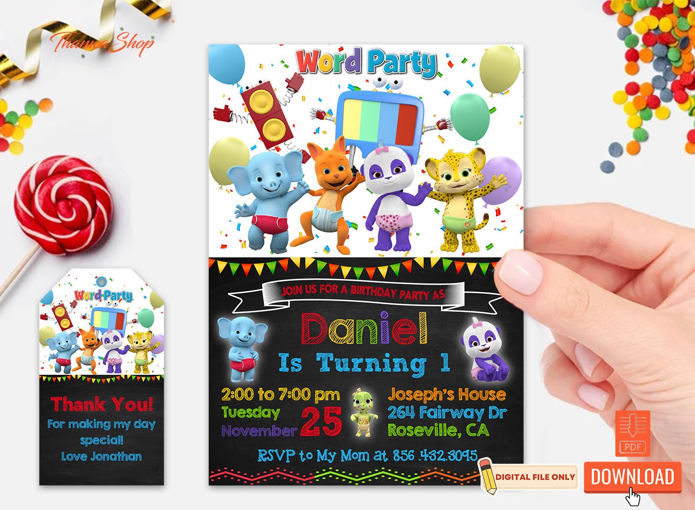 Word Party Birthday Invitation Word Party Video Invite Kids - Etsy