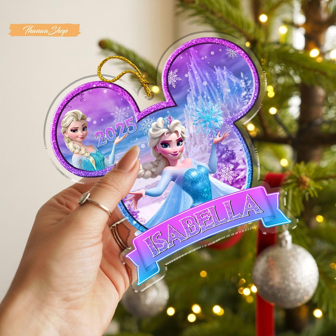 Personalized Elsa Princess Ornament, Custom Name Acrylic Christmas Tree ...