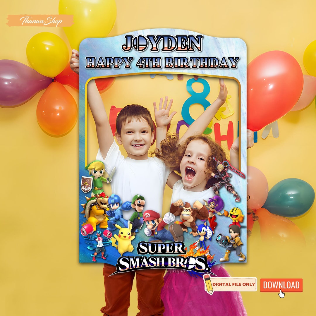 Super Smash Bros Photo Booth Frame, Video Game Party, Photo Booth Frame ...