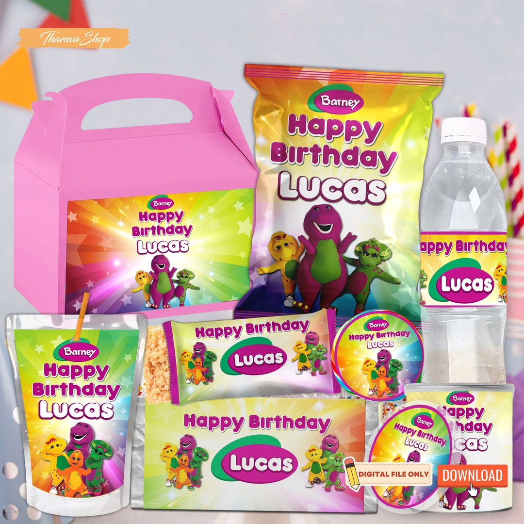 Printable Barney Birthday Bundle Party, Custom Name Barney Package ...